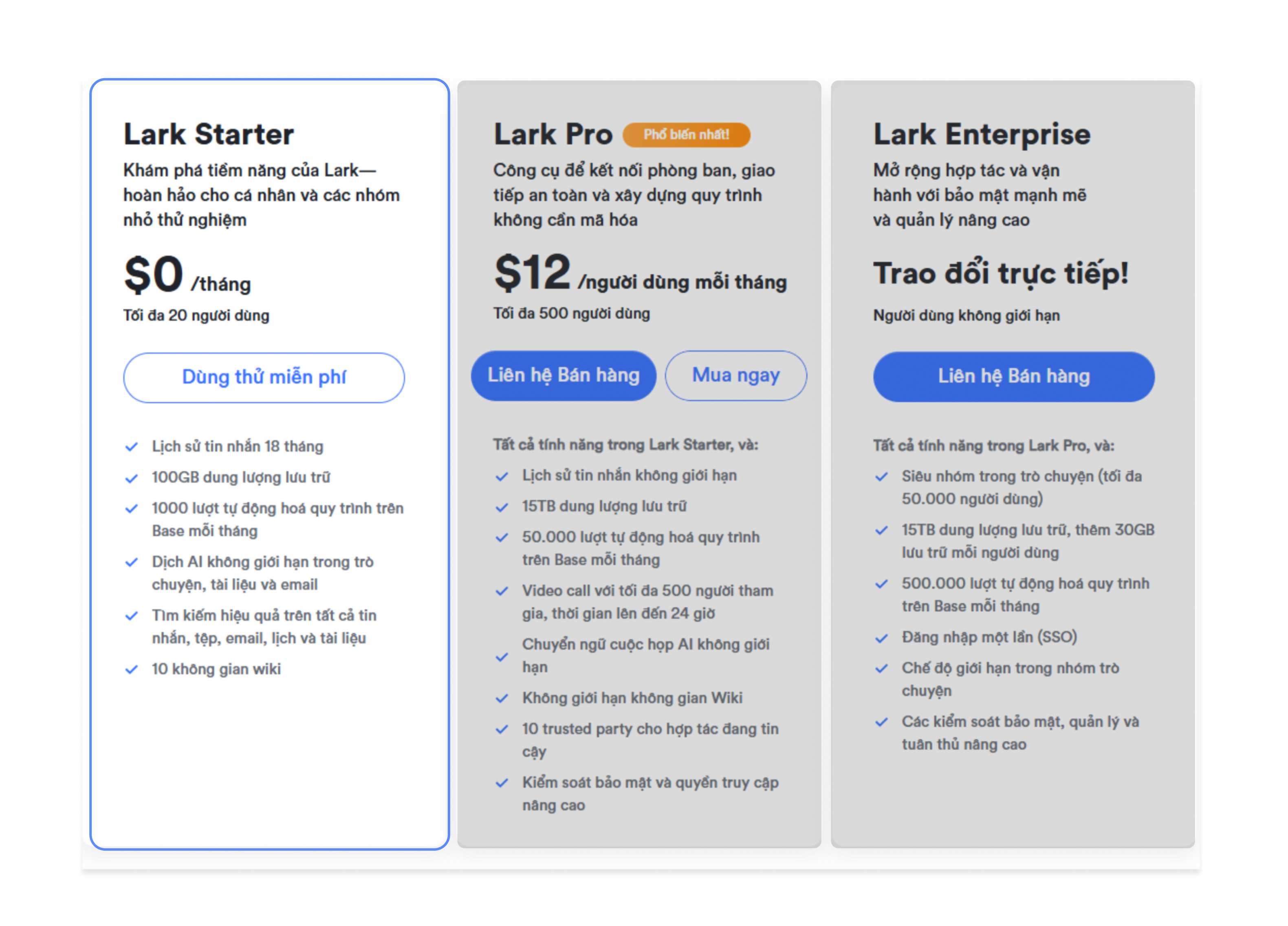 Thay đổi quan trọng trong phiên bản Lark Starter (Free Plan) từ năm 2025