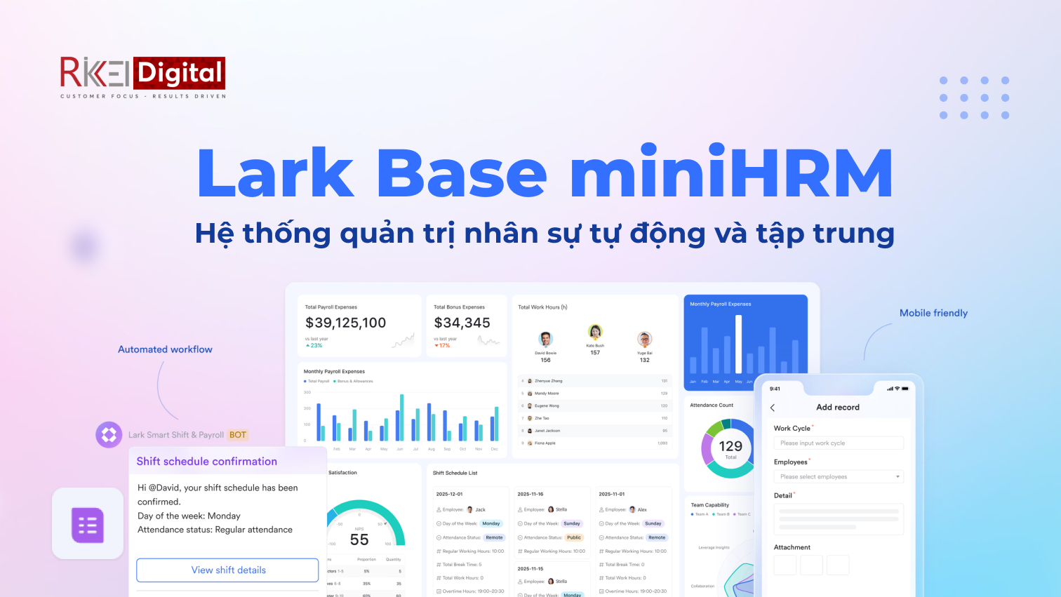 Lark Base miniHRM - Hệ thống quản trị nhân sự tự động và tập trung
